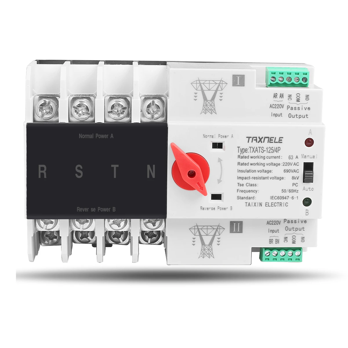 Mcb Type Dual Power Automatic Transfer Switch 2p 4p 63a 100a 125a Ats ...