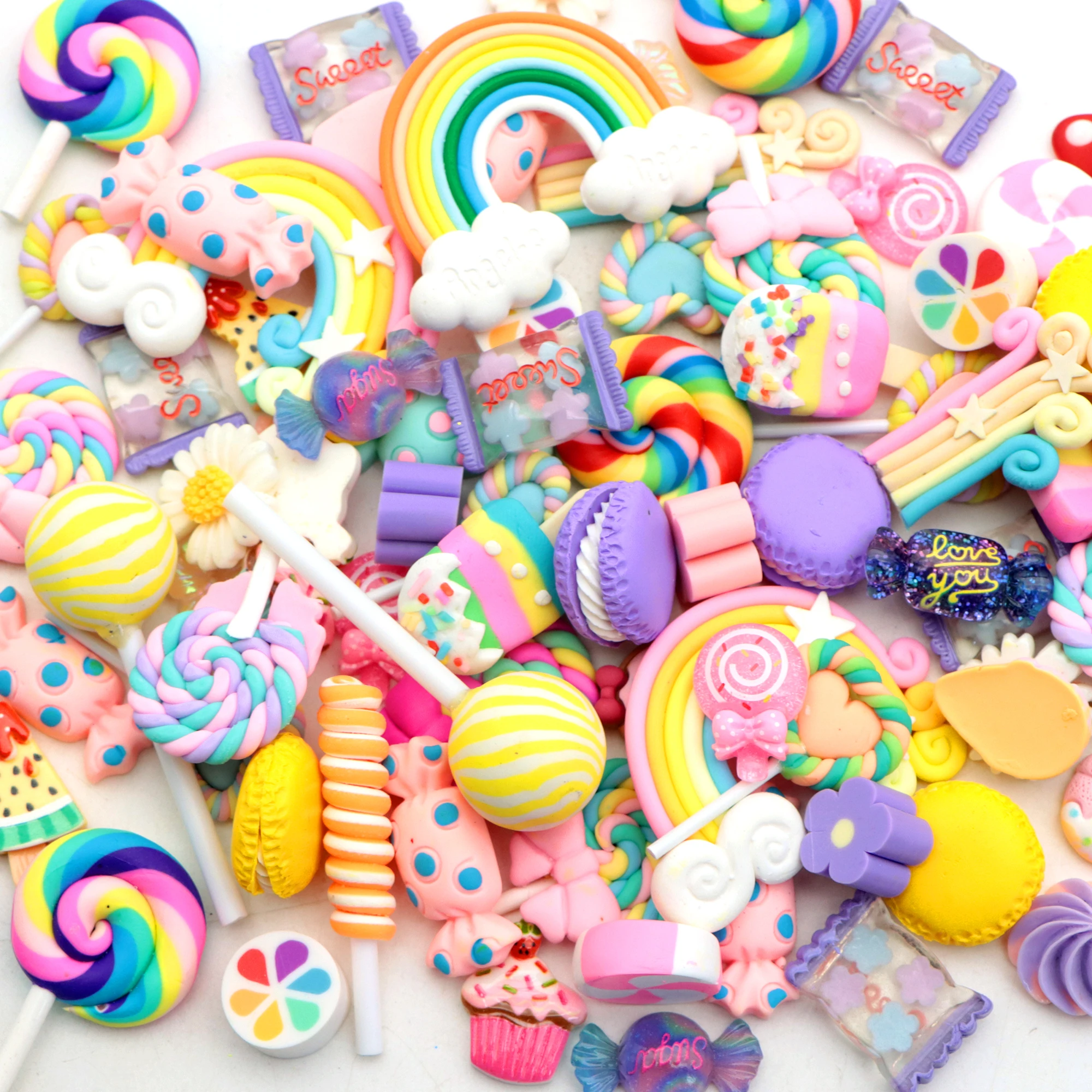 100pcs-Slime-Charms-Resin-Set-Assorted-Candy-Sweets-Resin-Flatback ...