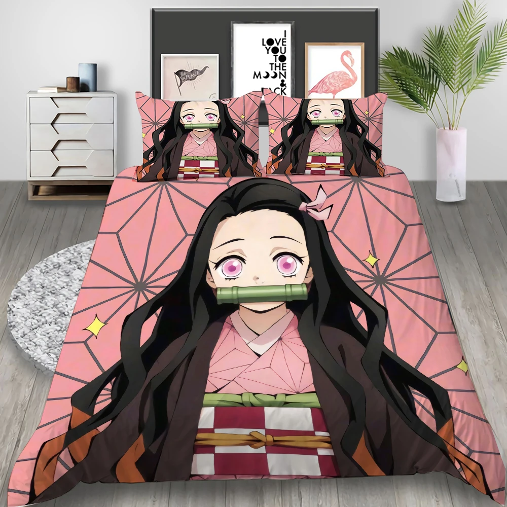 Cartoon Demon Slayer Bedding Set Duvet Covers Japan Anime 3d Printed ...