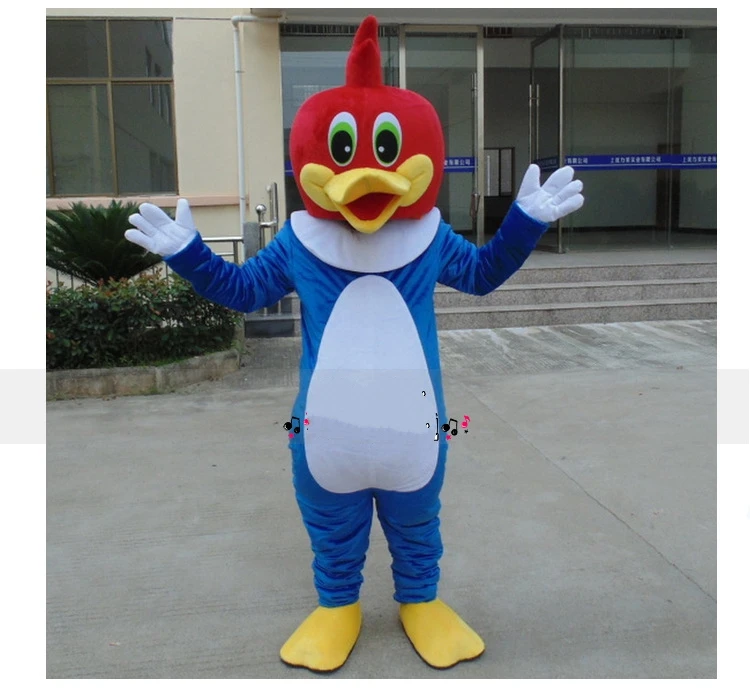 Big Bird Mascot Costume Red Head Blue Body White Belly Cosplay Party ...
