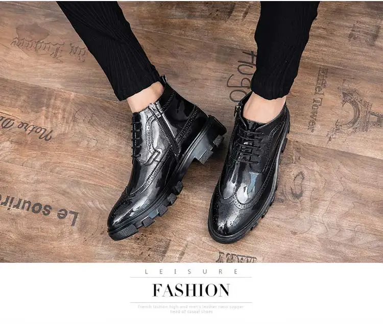 Мужские оксфорды; Кожаные Классические модельные броги; Мужская модная ...