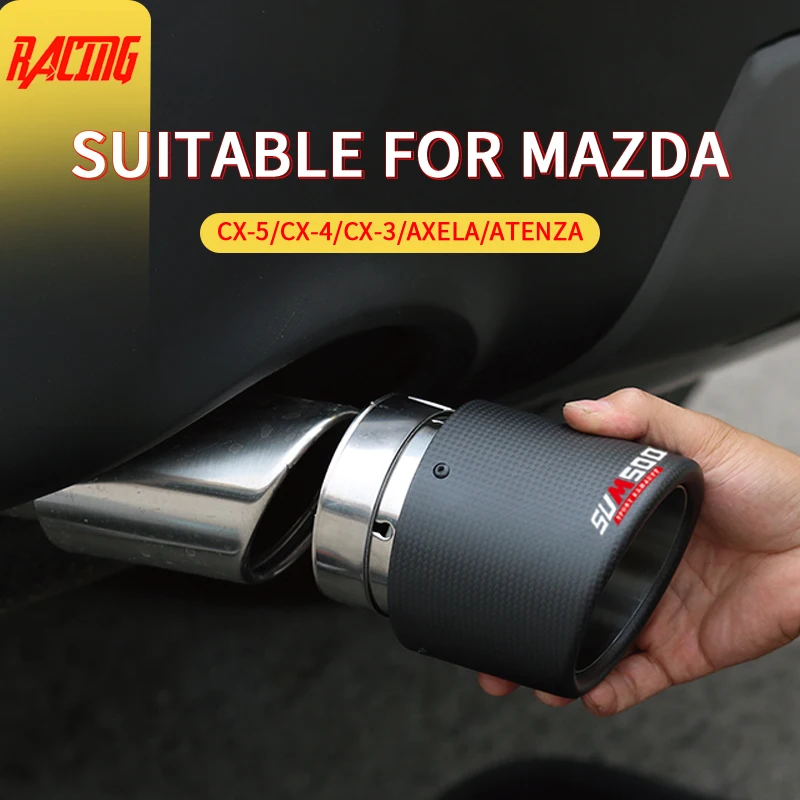 Tubo de escape de fibra de carbono para Mazda, puntas traseras ...
