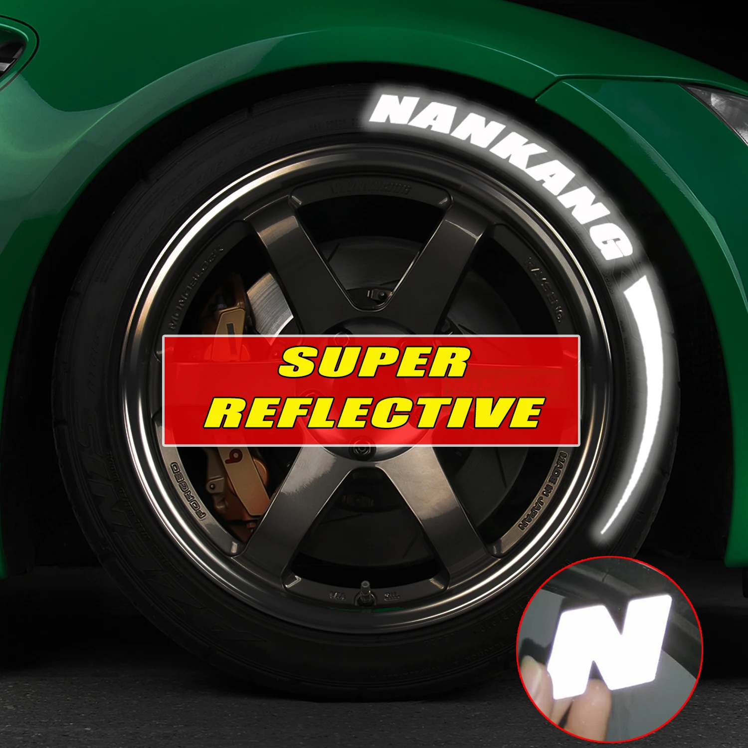 1 Set 2.7 cm Car Tire Reflective Stickers Permanent Lettering Car ...