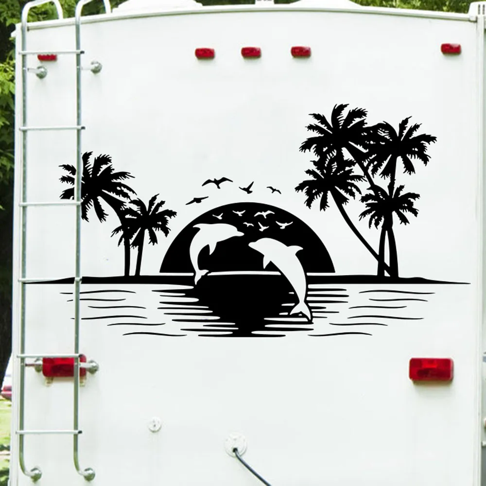 Large-Camper-Rv-Skyline-Dolphins-Wall-Sticker-Motorhome-Palm-Tree-Fish ...