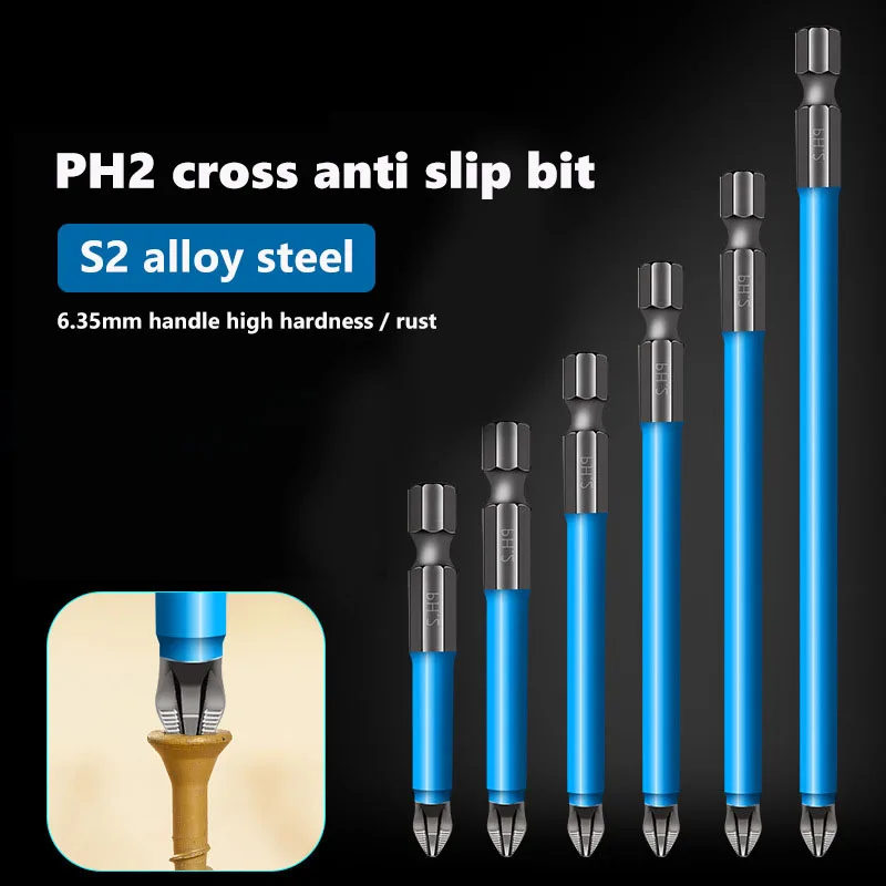 Ph2 Cross Drill Bit Head Screwdriver Bits Hand Tools Anti Slip Electric ...