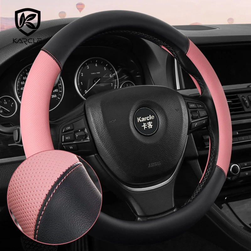 Car Steering Wheel Cover 38cm Microfiber Pu Leather Steering Wheel Case ...