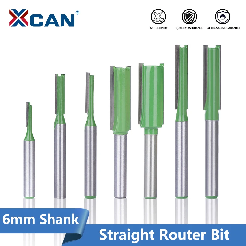 Xcan Single Double Flute Straight Bit 6mm Shank Milling Cutter For Wood ...