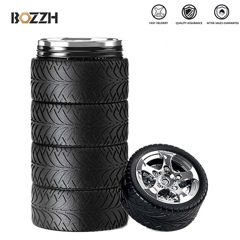 BOZZH 320Ml Creative Vacuum Stainless Steel Car Tire Cup For Coffee Cup ...