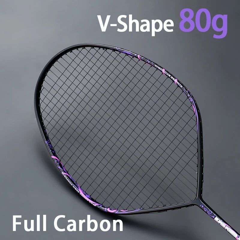 New-Style-V-shape-100-Carbon-Fiber-Strung-Badminton-Rackets-Ultralight ...