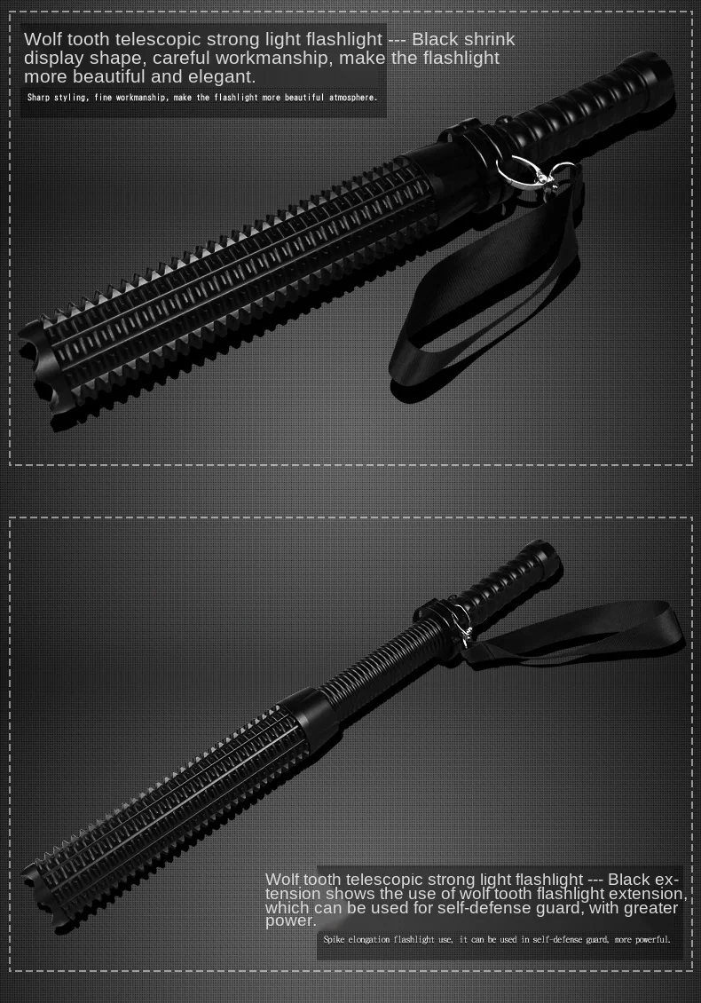 3 In 1 Telescopic Baton Self Defense With Led Flashlight, Self Defence ...