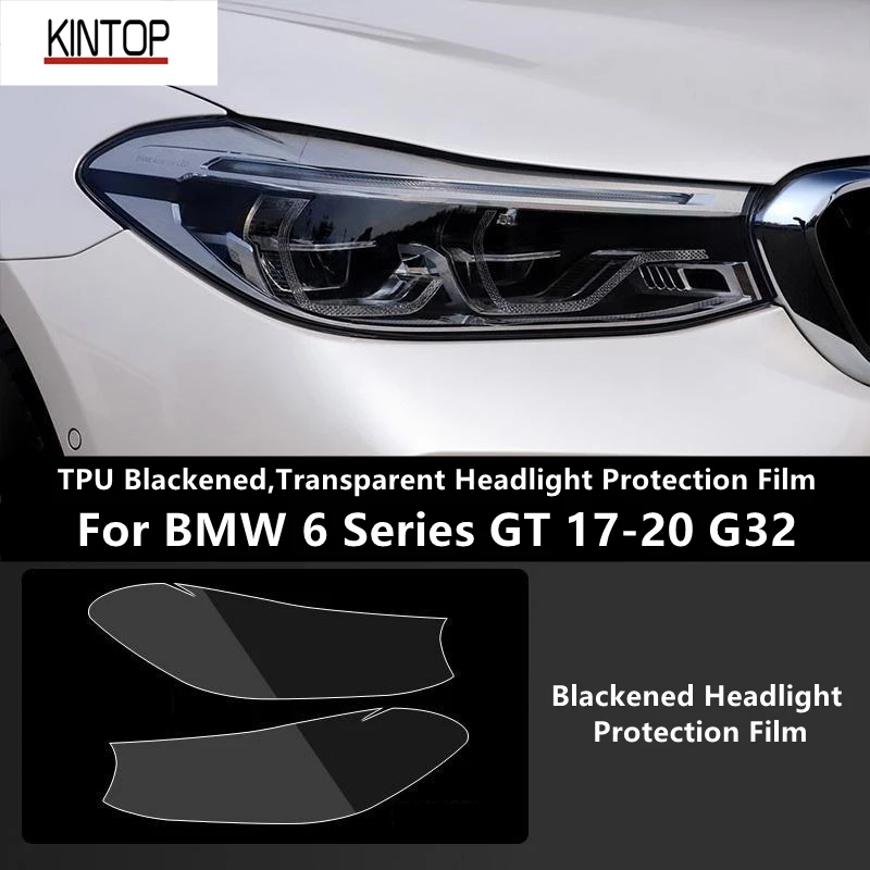 For BMW 6 Series GT 17-20 G32 TPU Blackened,Transparent Headlight ...
