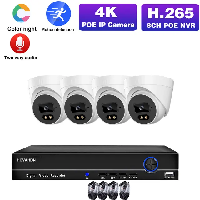 8MP CCTV Camera System POE NVR Kit 8CH 4K XMEYE Home IP Security ...