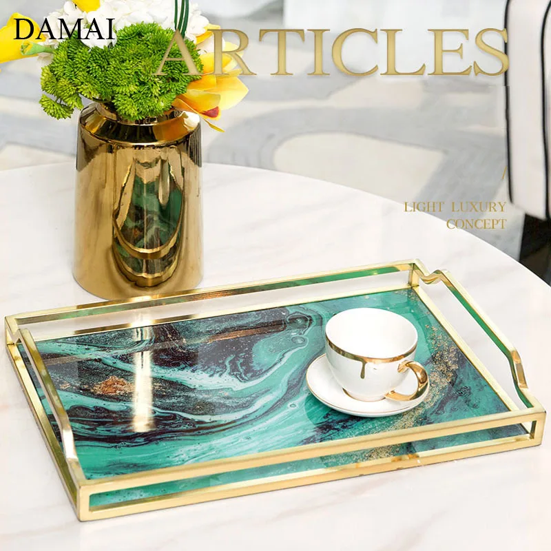 Nordic-Creative-Metal-Trays-Decorative-Agate-Gravel-Texture-Plating ...