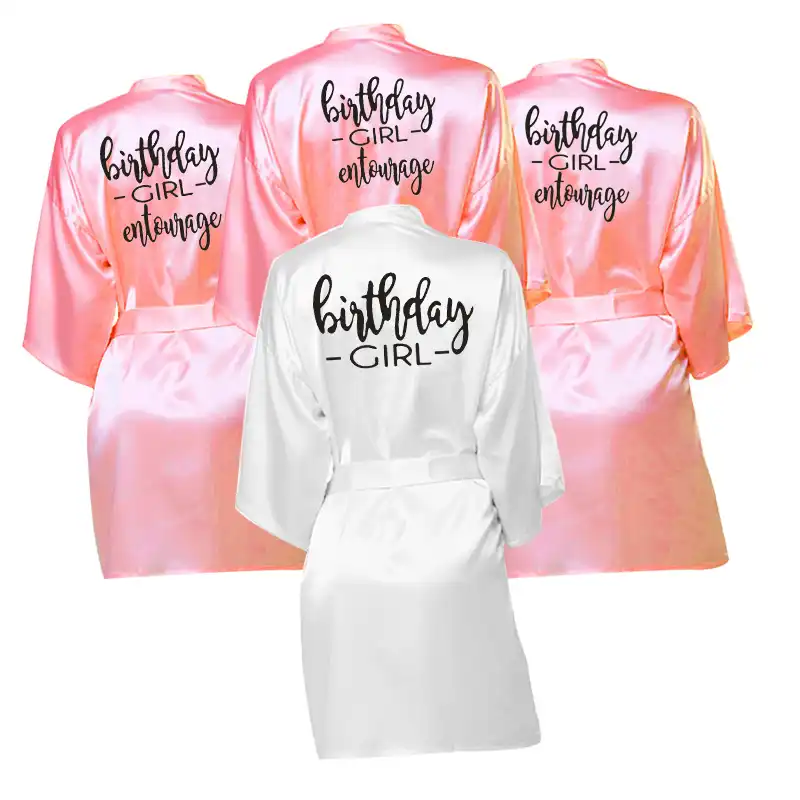 Birthday Girl Squad Kimono Robe Bathrobe Women Silk Birthday Robes Sexy ...