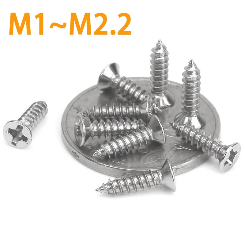 200 개/몫 M1 M1.2 M1.4 M1.5 M1.6 M1.7 M2 M2.2 미니 스틸 니켈 도금 매입 형 카운터 싱크 플랫 ...