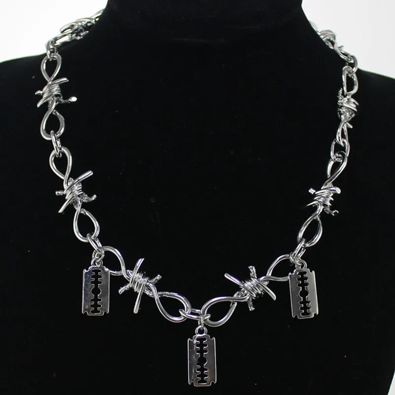 Barbed-Wire-Necklace-Hip-Hop-Thorns-Choker-Bracelet-Punk-Hip-Hop-Rock ...