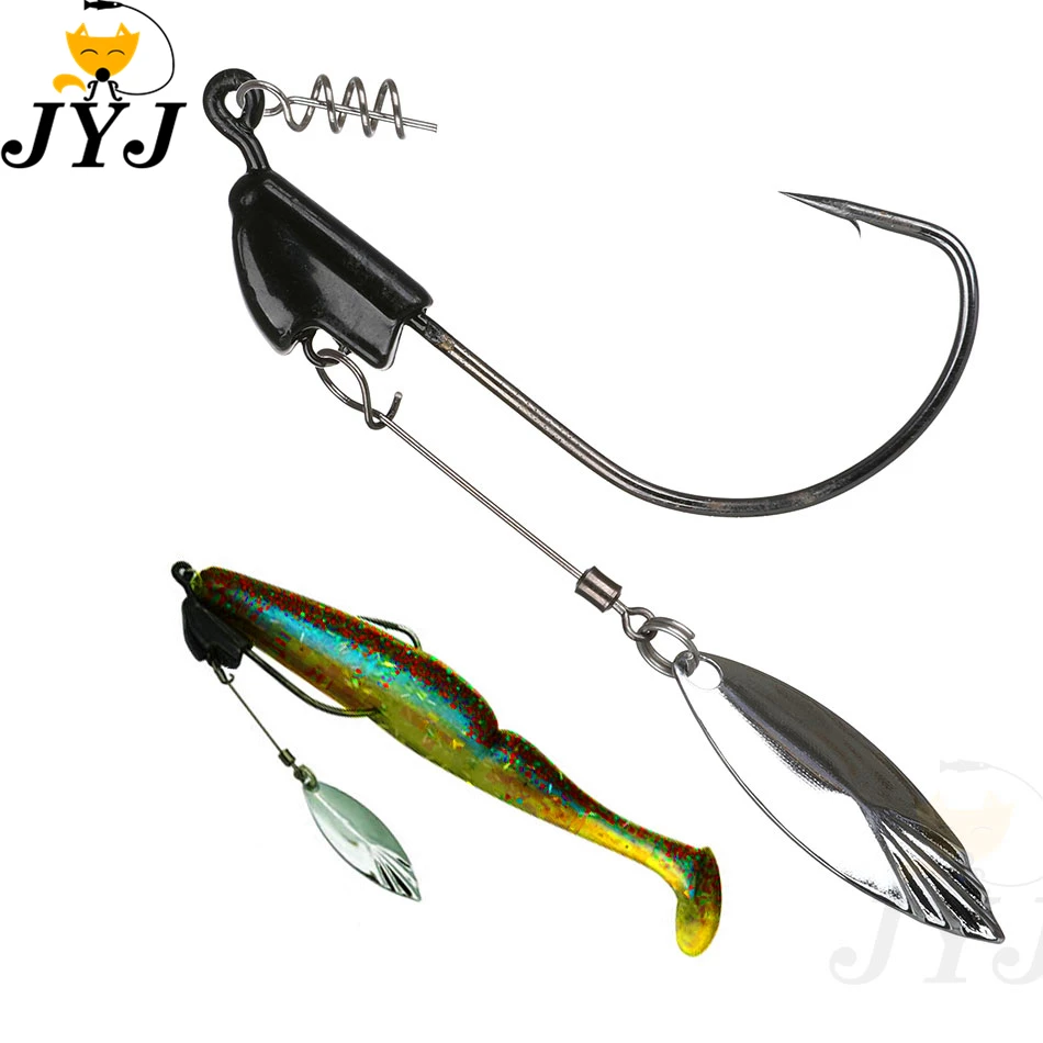 3pcs/bag 5.5g 6g 6.5g 7.5g 9.5g fishing jig hook with spinner spoon for ...