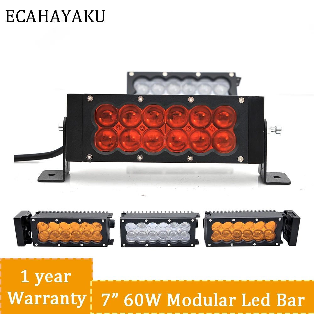 Ecahayaku Dual 7.5" Modular Led Light Bar 60w 4300k/6500k Optional Car ...