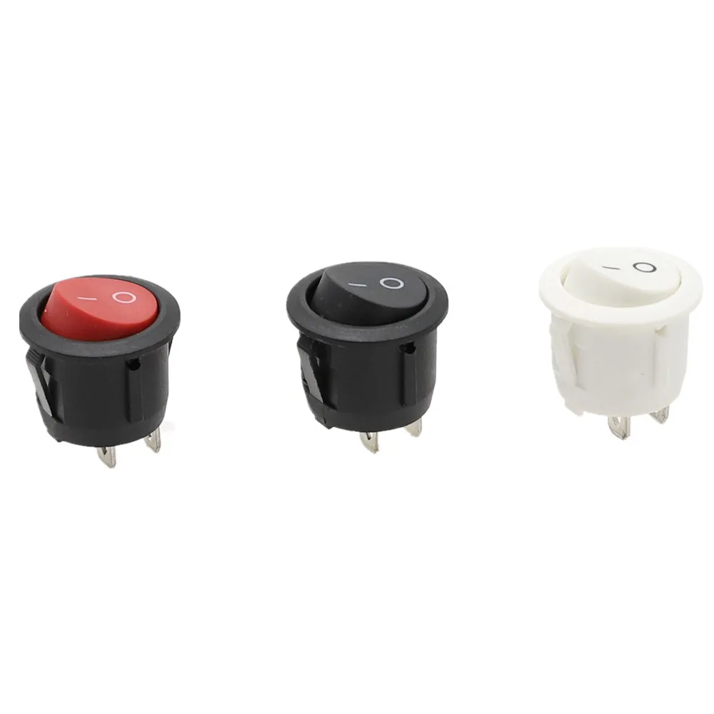 3Pcs 220V Round SPDT ON-OFF Rocker Switch KCD1-105 White Black Red AC ...