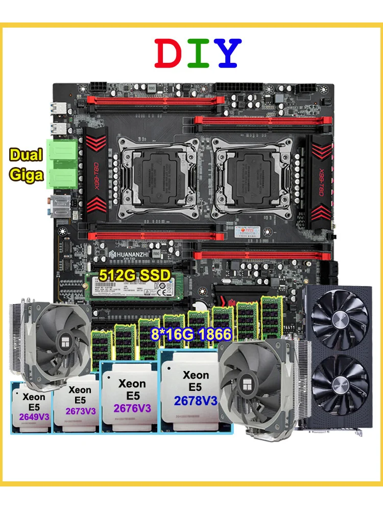 HUANANZHI-placa-base-dual-X99-combos-DIY-CPU-dual-E5-2678-V3-2676-V3 ...