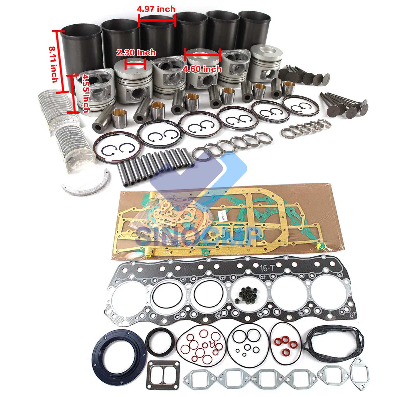 6d16 6d16t Engine Rebuild Kit For Hyundai Kobelco Forklift Excavator ...