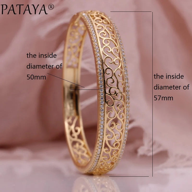 PATAYA New Hollow Bangles 585 Rose Gold Natural Zircon Women Bangles ...
