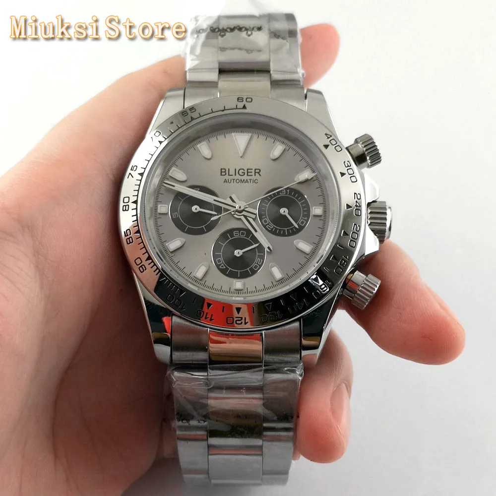 Bliger-new-39mm-mens-top-mechanical-watches-silver-case-gray-dial ...