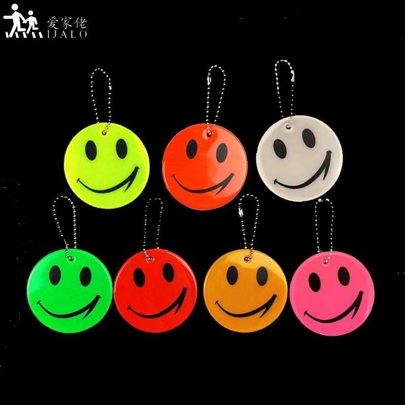 6.5cm Cute Smiling Face Keychain Reflective Keyrings Reflector Bag ...