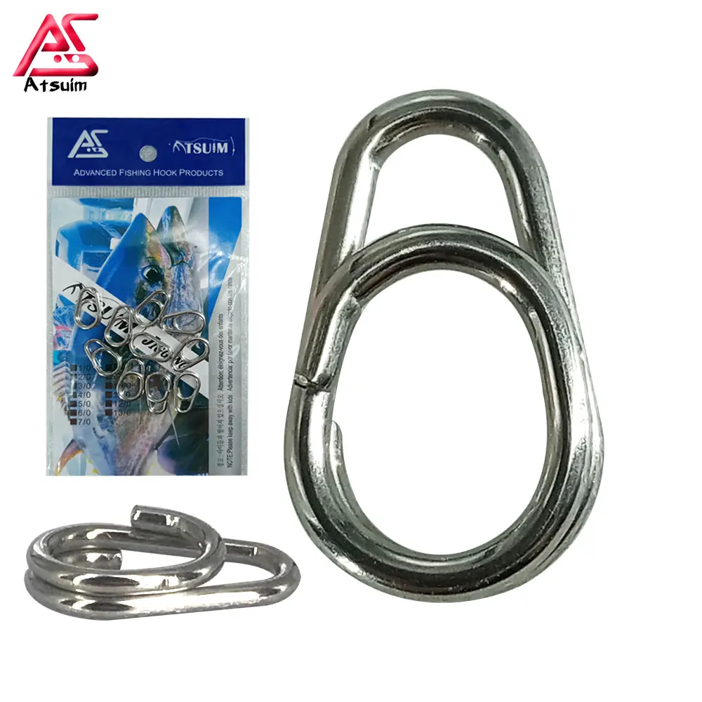 AS 10pcs 304 Stainless Steel Split Ring Heavy Duty Double Jig Connector Fishing Assist Solid ...