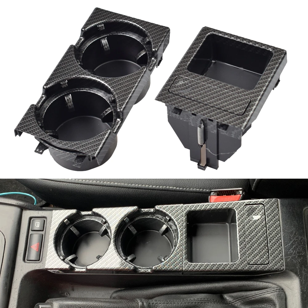 New Double Hole Car Styling Front Center Console Storage Box Coin + Cup ...
