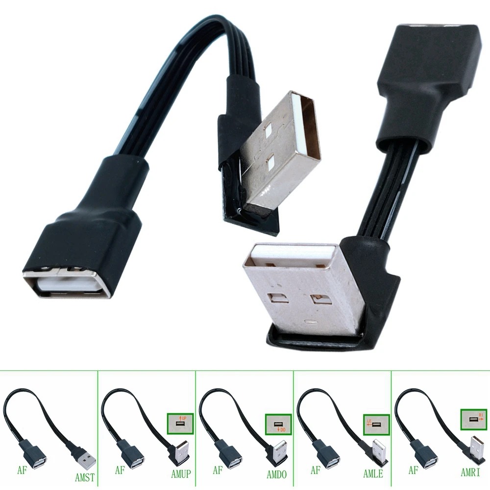 5cm 10cm Usb 2.0 A Male To Female 90 Angled Extension Adaptor Cable ...