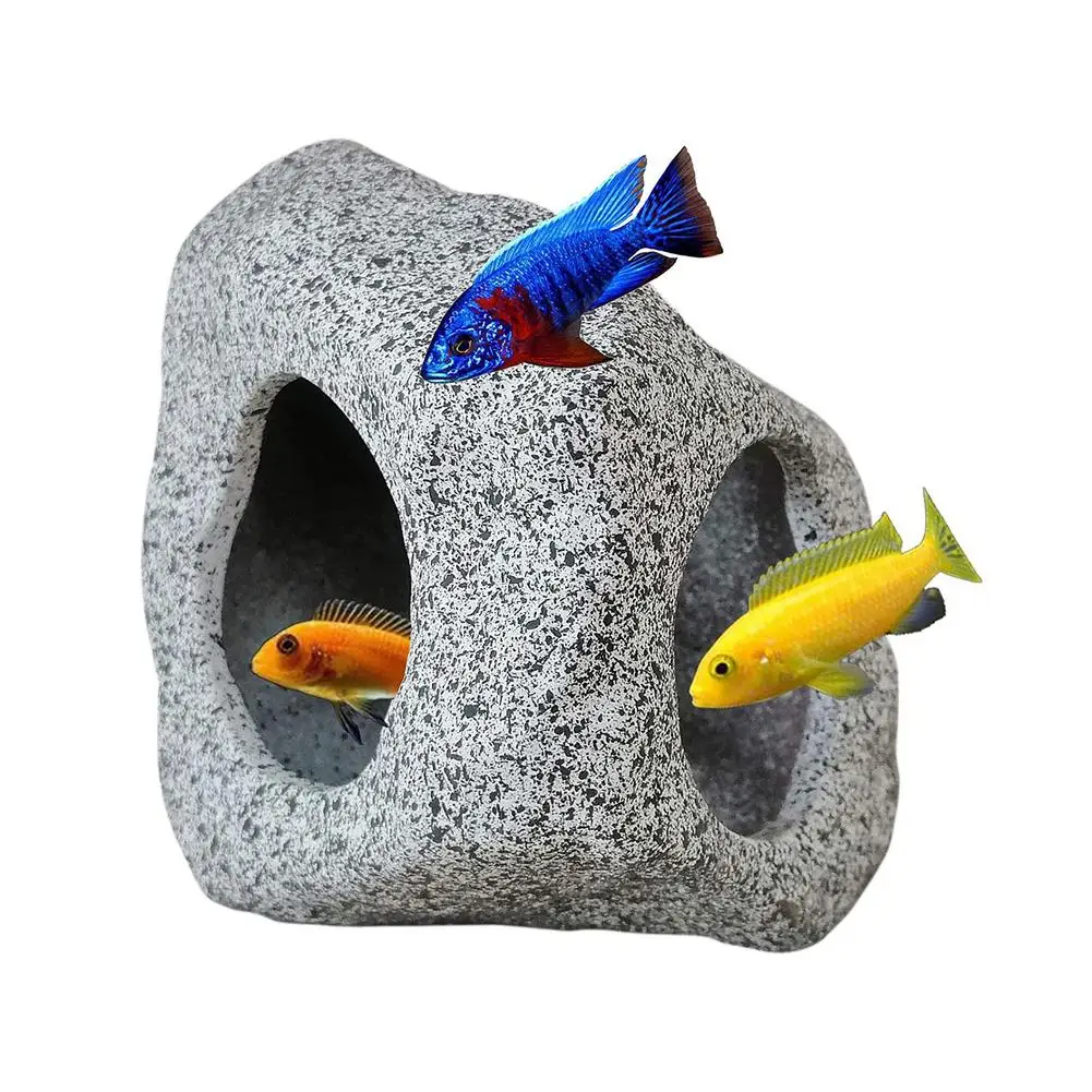 Aquarium Rock Cave Fish Tank Pond Hideaway For Shrimp Cichlid Hiding ...