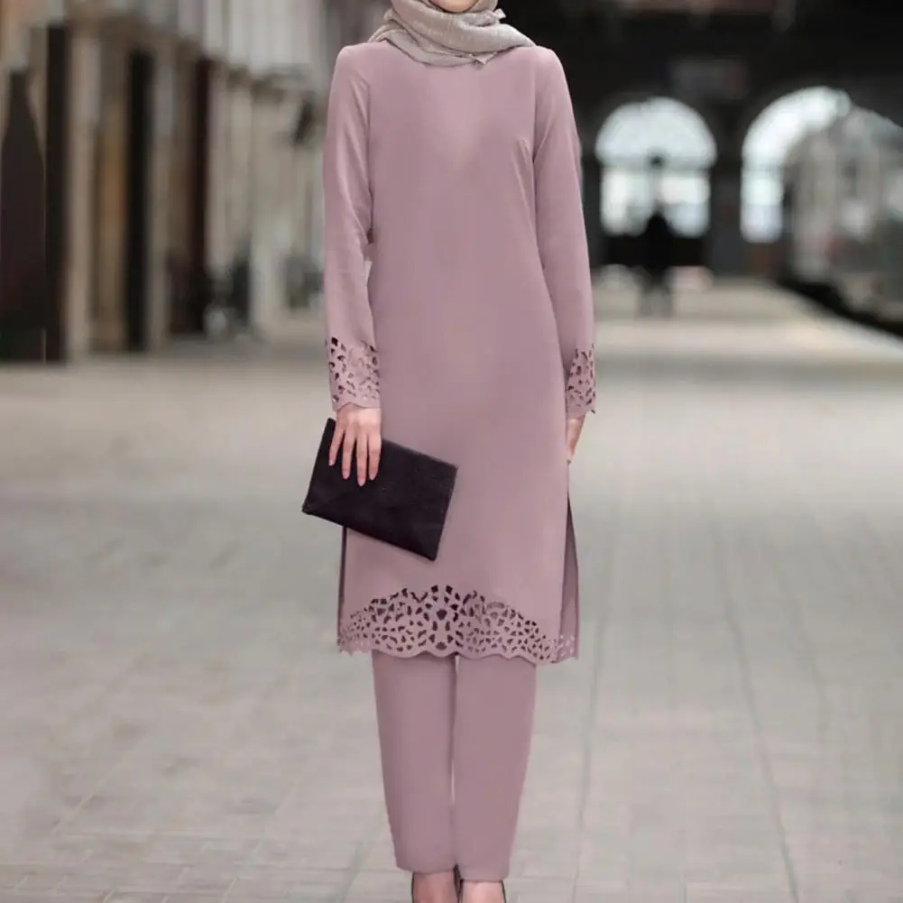 Islamic-Clothing-Pant-Set-for-Women-Abaya-Dress-Muslim-Fashion-Hollow ...