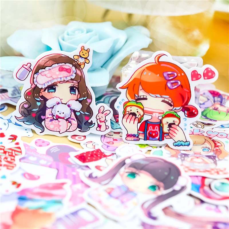 Stickers 40pcs Cute Girl Paper Stickers Scrapbooking Decoration Diy Toy ...