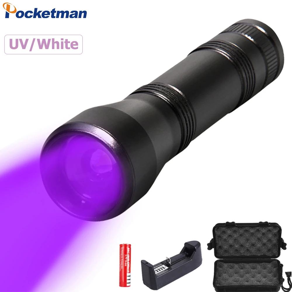 Uv Flashlight Purple Light Lanterna 395nm Ultra Violet Light Led Torch ...