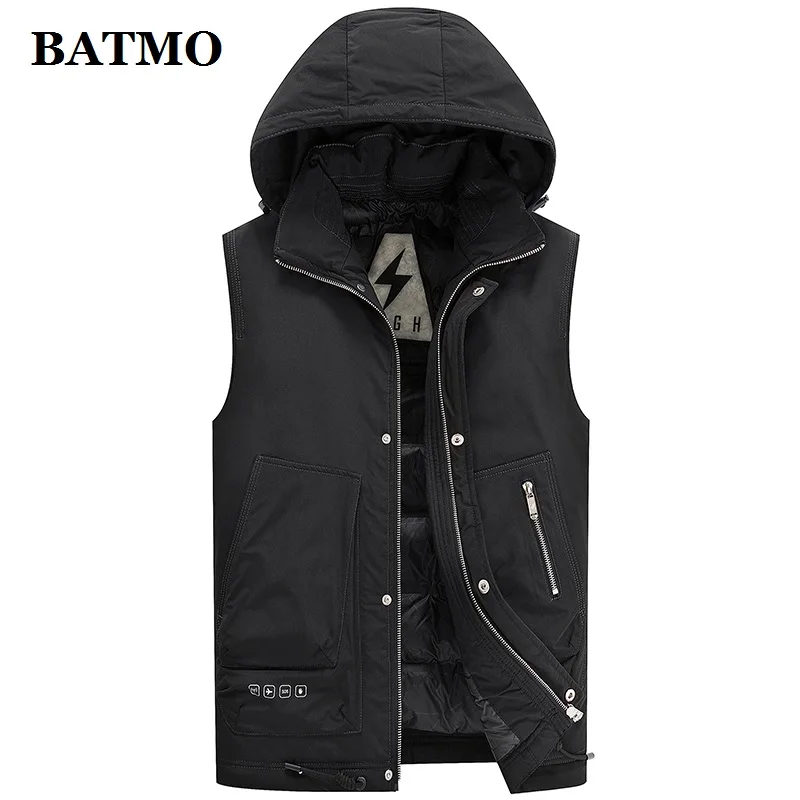 BATMO chaqueta con capucha para hombre, abrigo cálido de plumón de pato ...