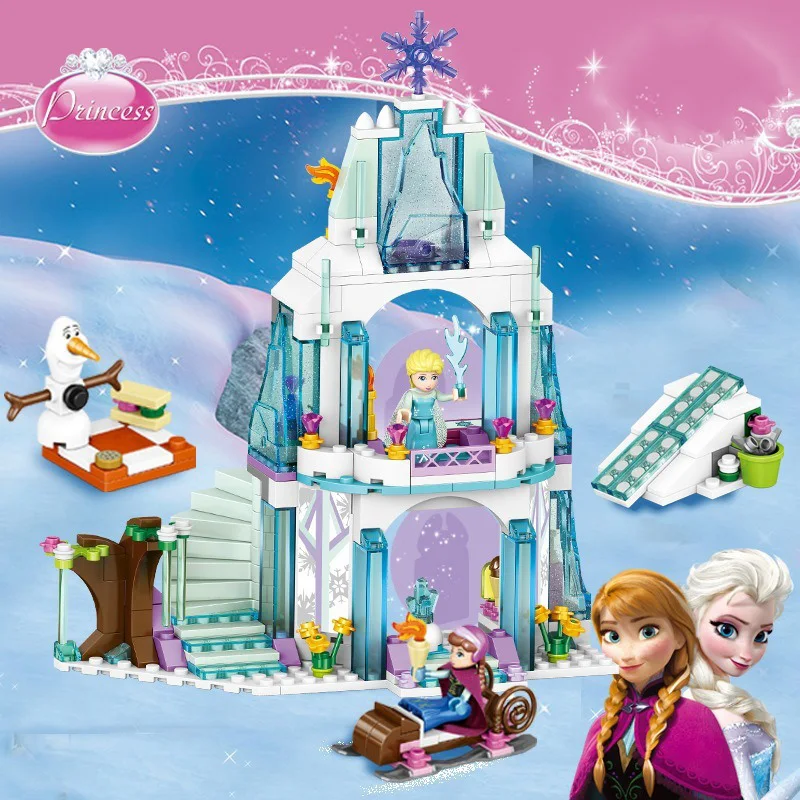 6 style Dream Princess Queen Castle Elsa Ice Castle Princess Anna ...