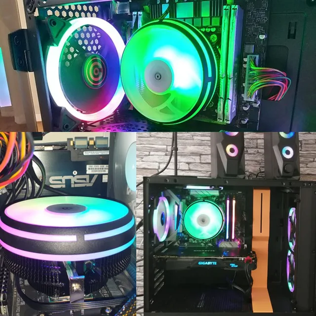 Aigo CPU Cooler Radiator 120mm PWM 12V SYNC RGB LED Fan CPU Air Cooling ...