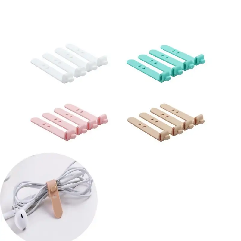 4pcs Earphone Cable Winder Headphone Tidy Cord Organiser Silicone Strap ...