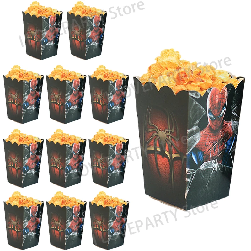 Spiderman Birthday Party Decorations | Spiderman Birthday Popcorn Box ...