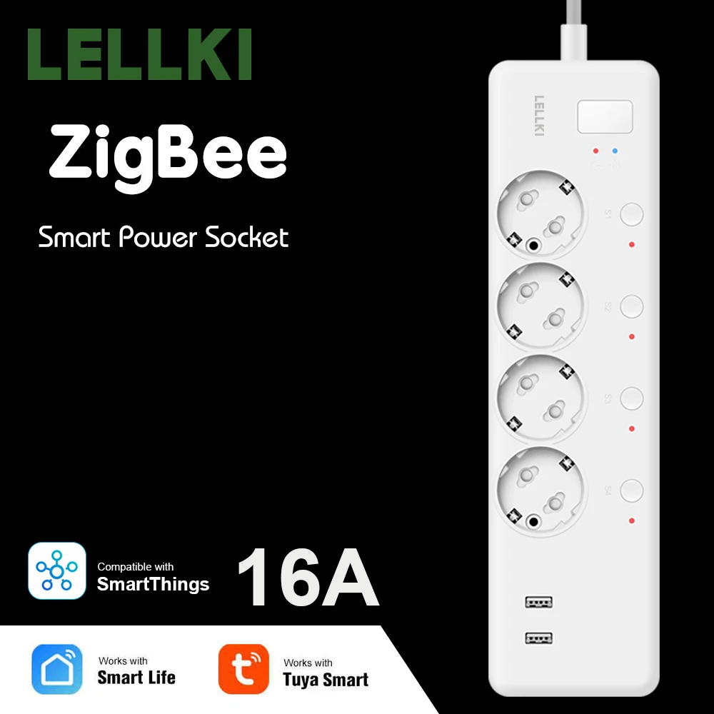 Lellki Zigbee Usb Power Strip Plug Tuya Smart Life Home With Timer Eu ...