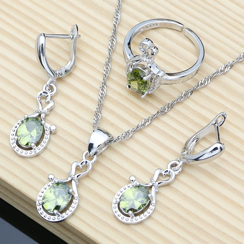Pendientes-largos-de-topacio-verde-oliva-para-mujer-conjuntos-de-joyas ...