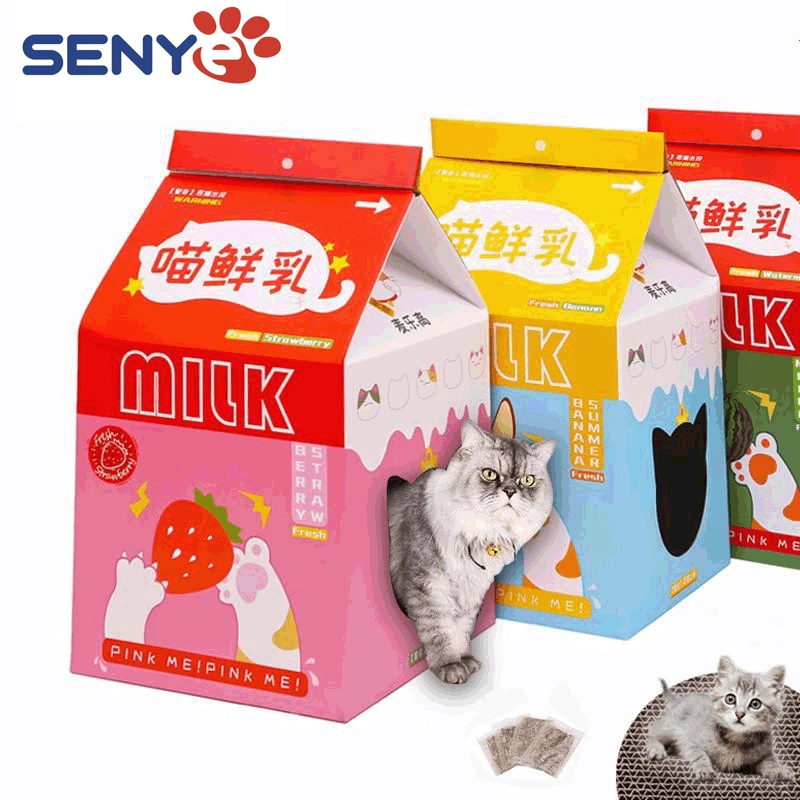 Milk Box Cat House Cat Carton Nest Cat Scratch Board Grinder Claw Wear ...