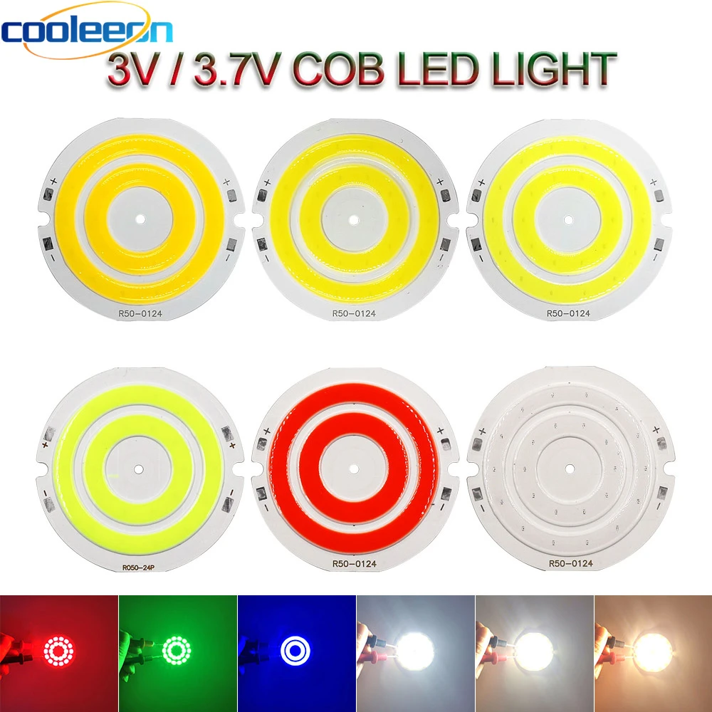 3v 4v Round Cob Led Light 50mm Diameter Double Ring Cold White Led Lamp 3.7v 5w 7w Cob Chip Bulb ...