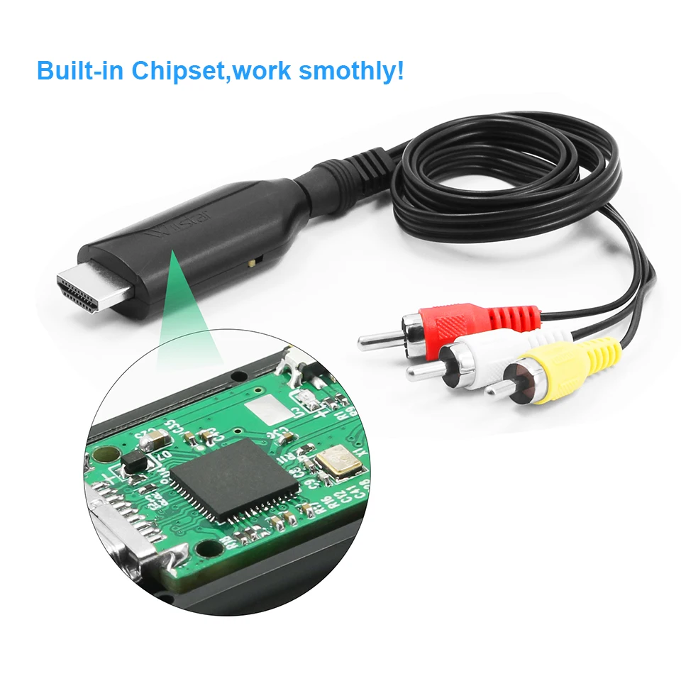 HDMI TO AV Scaler Adapter HD Video Composite Converter Box HD to RCA AV ...