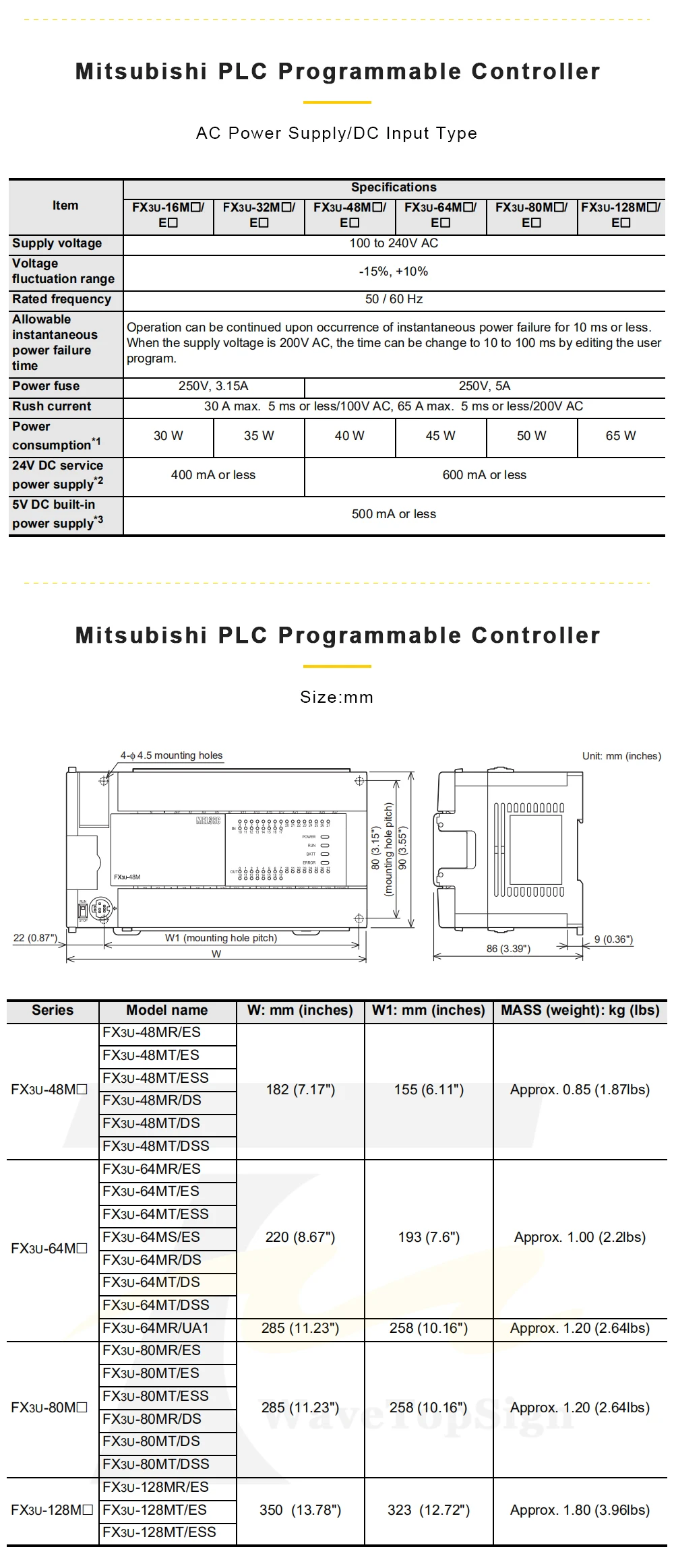 Mitsubishi PLC Programmable Controller FX3U