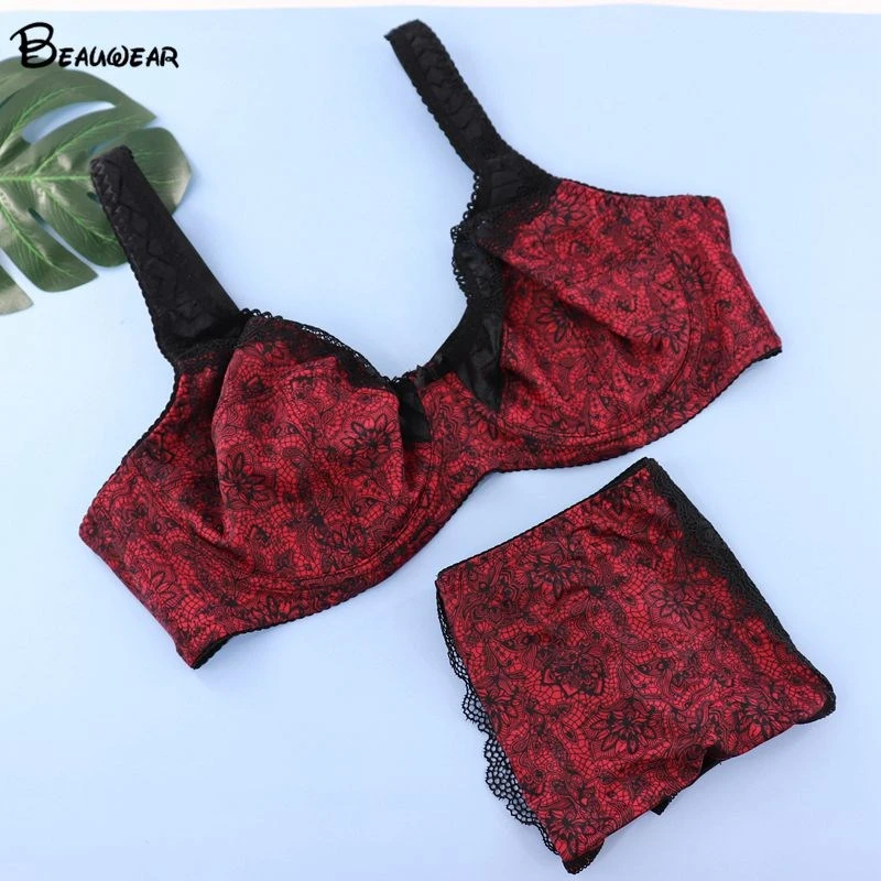 Beauwear Plus Size 38D 48D Bra Set Lingerie Non foam Cup Push Up ...