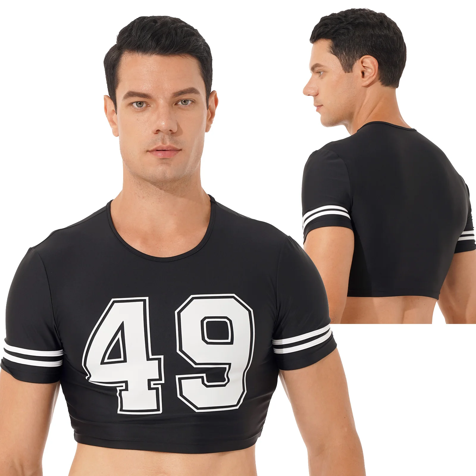 Mens Club Crop Tops Number Printing T-shirt For Football Player Male ...