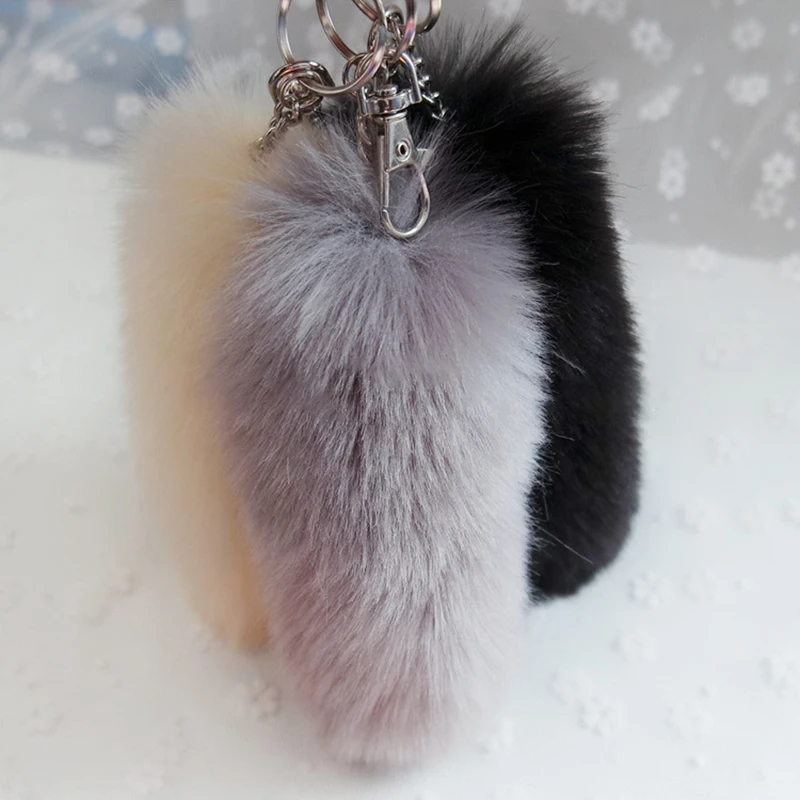 Fashion-Lovely-Long-Fox-Fur-Plush-Tail-Keychain-Colorful-Charm-Bag-Car ...