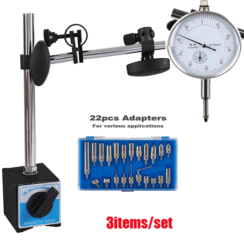 Messuhr-mit-Magnetische-Basis-Metric-0-10mm-Tester-Gage-Gauge-Halter-0 ...